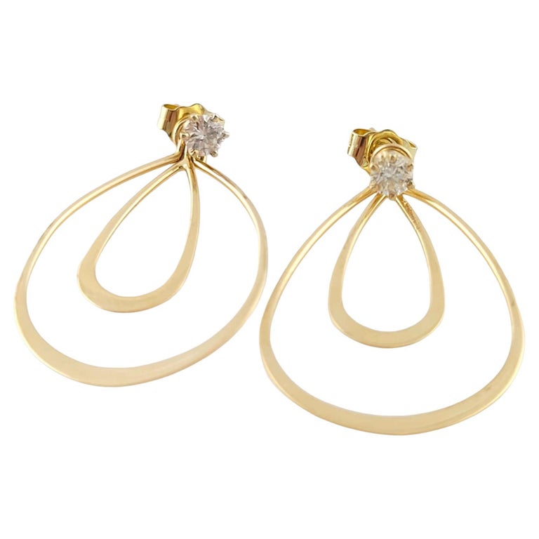 14 Karat Yellow Gold Diamond Stud Earrings with Dangle Jackets For Sale ...