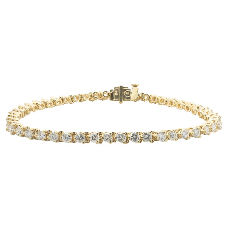 14 Karat Yellow Gold Diamond Tennis Bracelet For Sale At 1stdibs