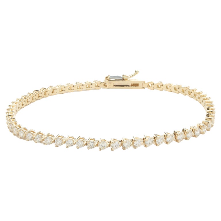 14 Karat Yellow Gold Diamond Tennis Bracelet For Sale At 1stdibs