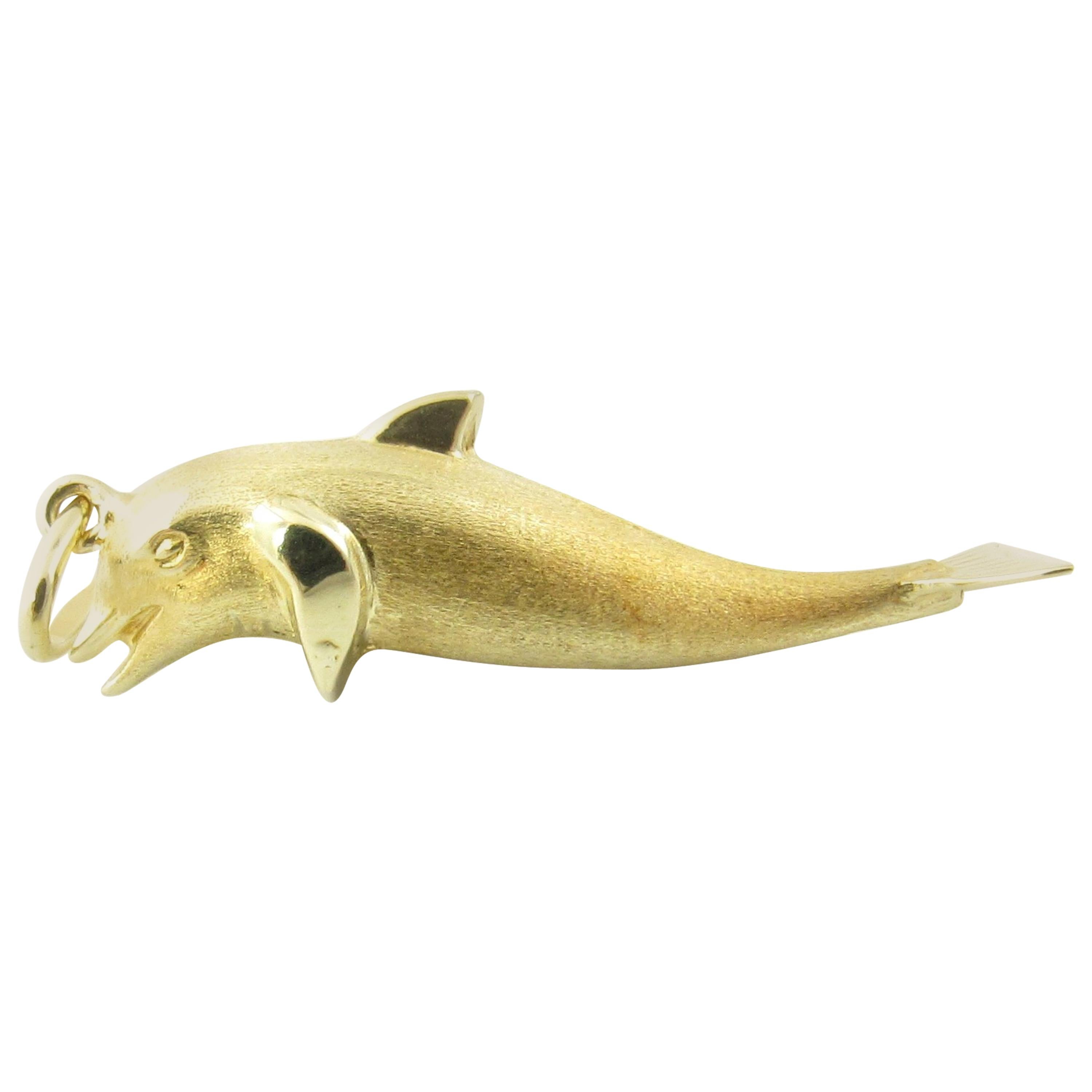 14 Karat Yellow Gold Dolphin Charm For Sale at 1stDibs