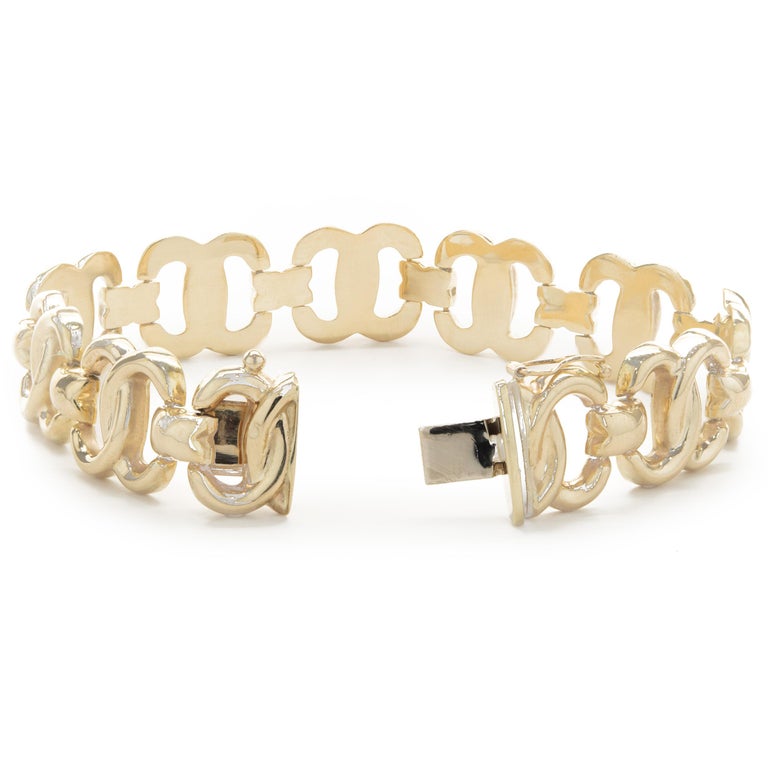14 Karat Yellow Gold Double Loop Integrated Bracelet For Sale at 1stDibs