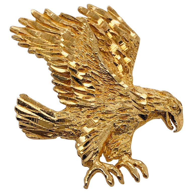 14 Karat Yellow Gold Eagle Charm Pendant at 1stDibs