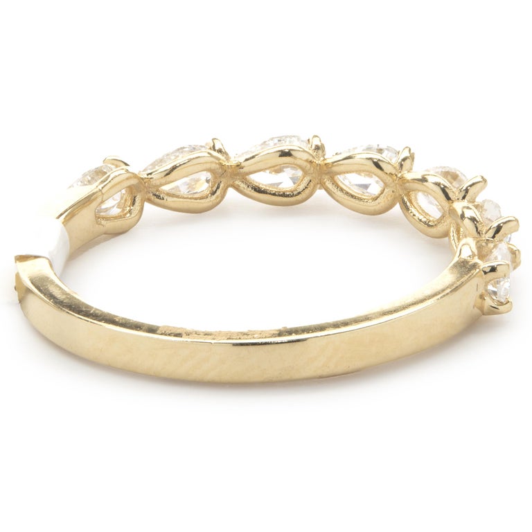14 Karat Yellow Gold East West Pear Cut Diamond Band For Sale at 1stDibs