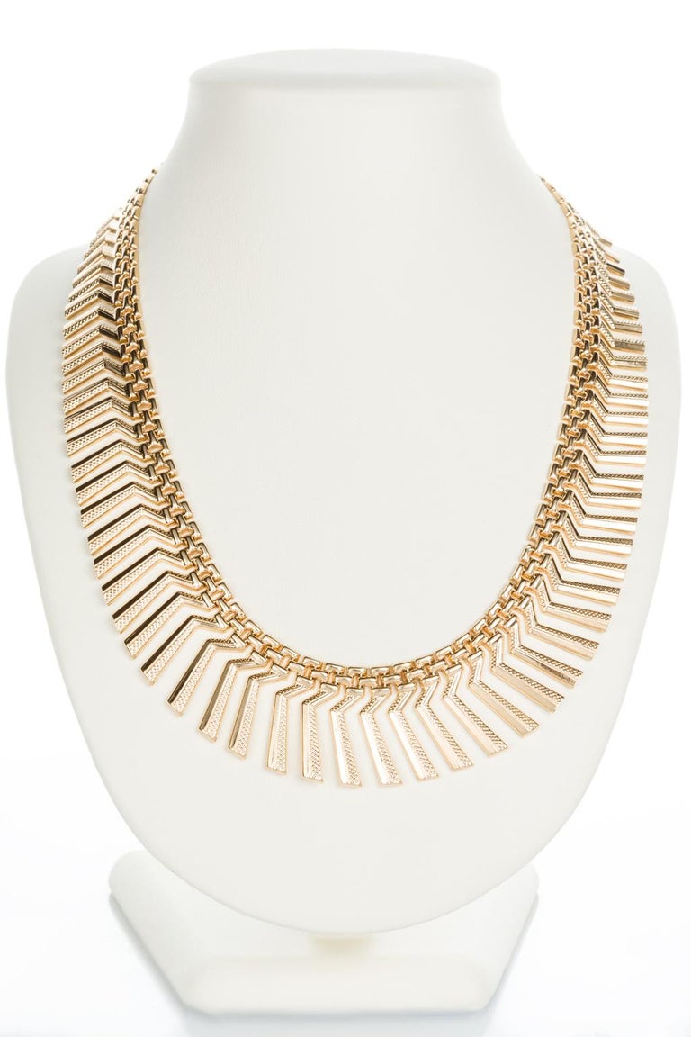 14 Karat Yellow Gold Fancy Fringe Collar Necklace at 1stDibs