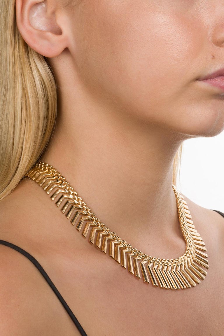 14 Karat Yellow Gold Fancy Fringe Collar Necklace at 1stDibs