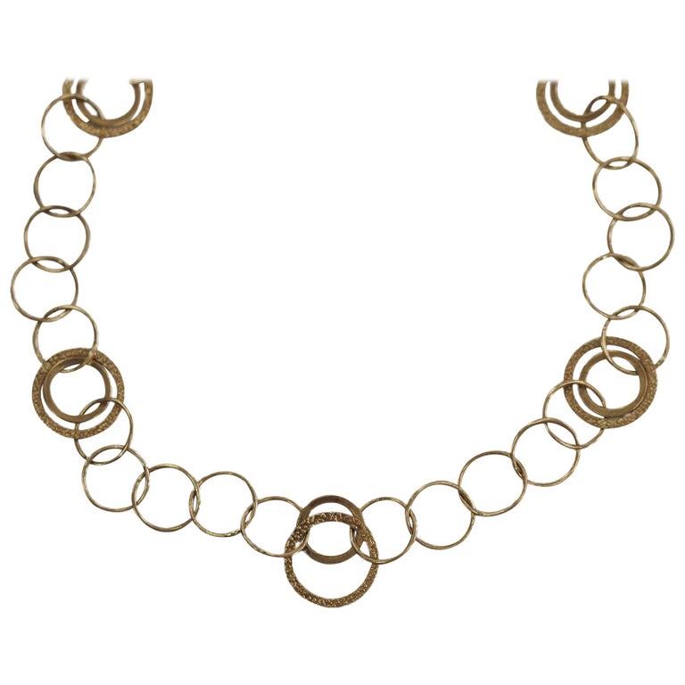 14 Karat Yellow Gold Fashion Circle Chain Necklace at 1stDibs