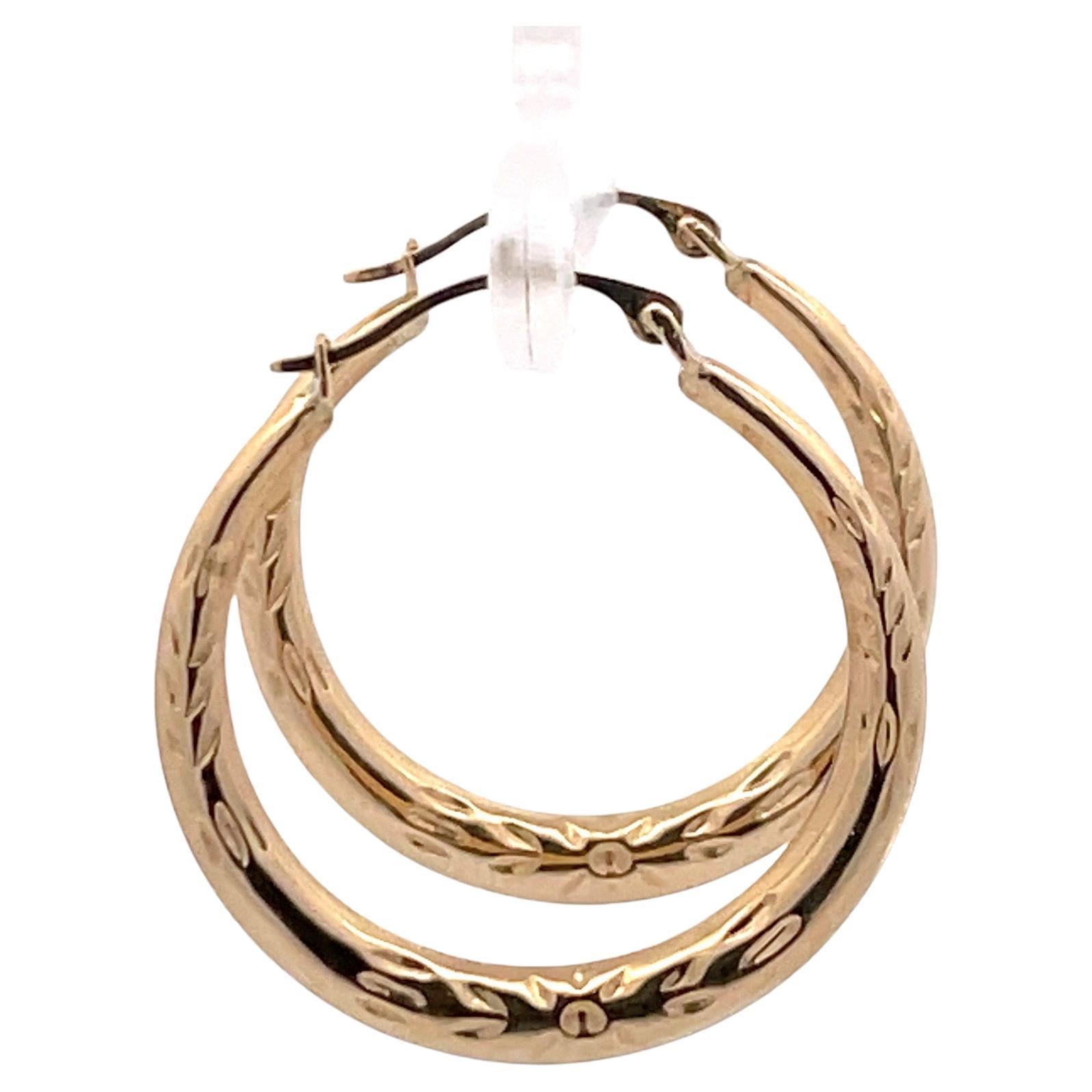 14 Karat Yellow Gold Filigree Hoop Earrings Grams Made in Italy 0.9 ...