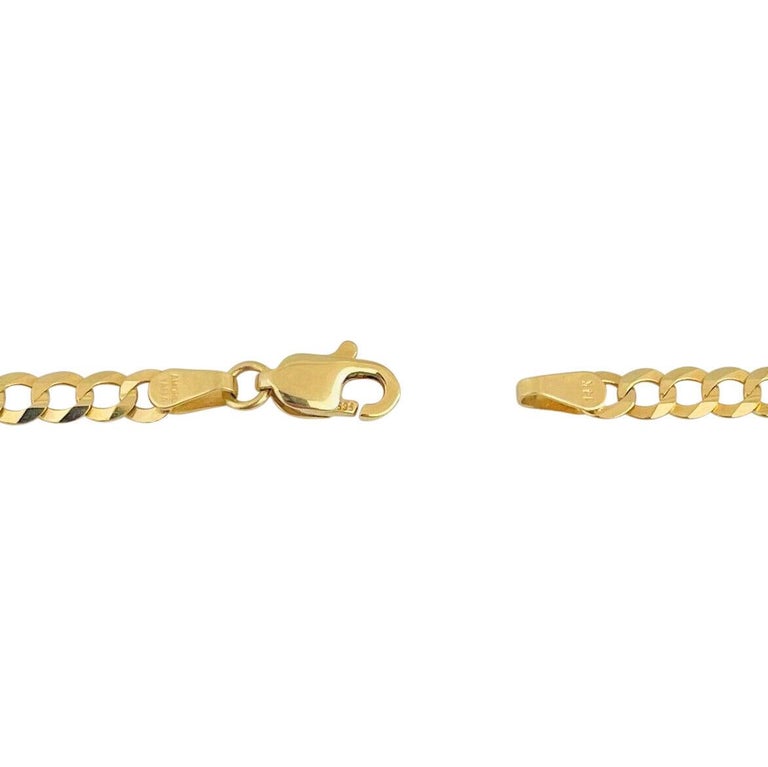 14 Karat Yellow Gold Flat Curb Link Chain Necklace For Sale at 1stDibs