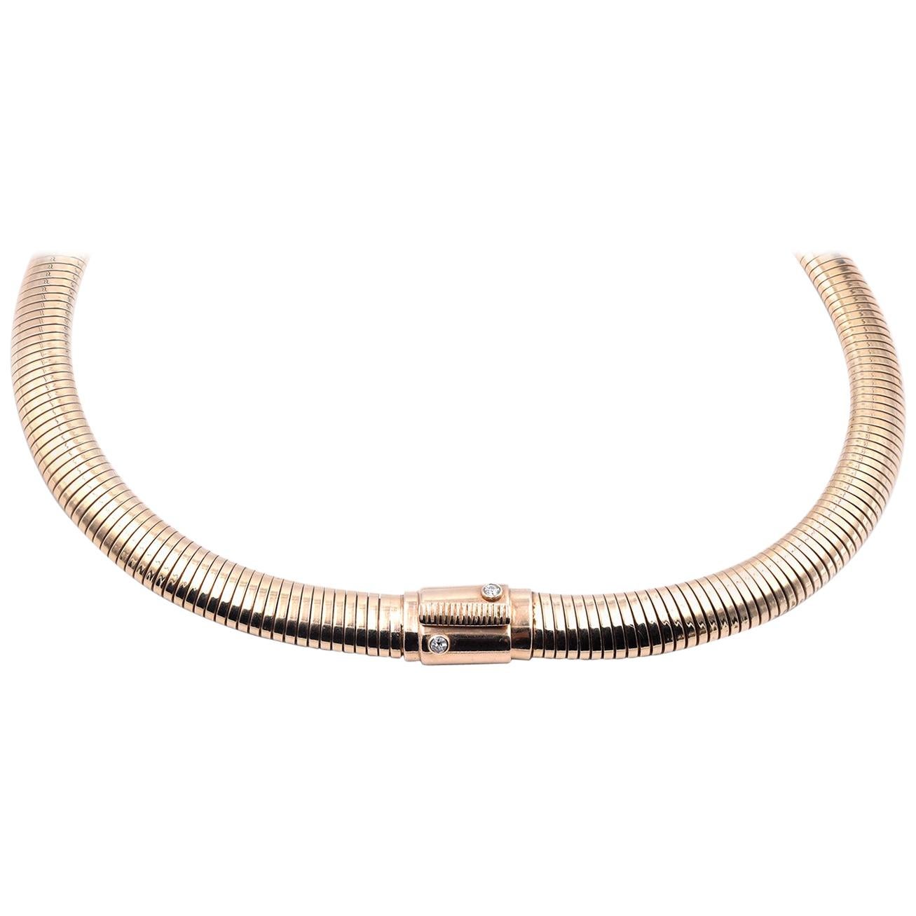 Diamond Flexible Collar in 18 Karat Yellow Gold For Sale at 1stDibs