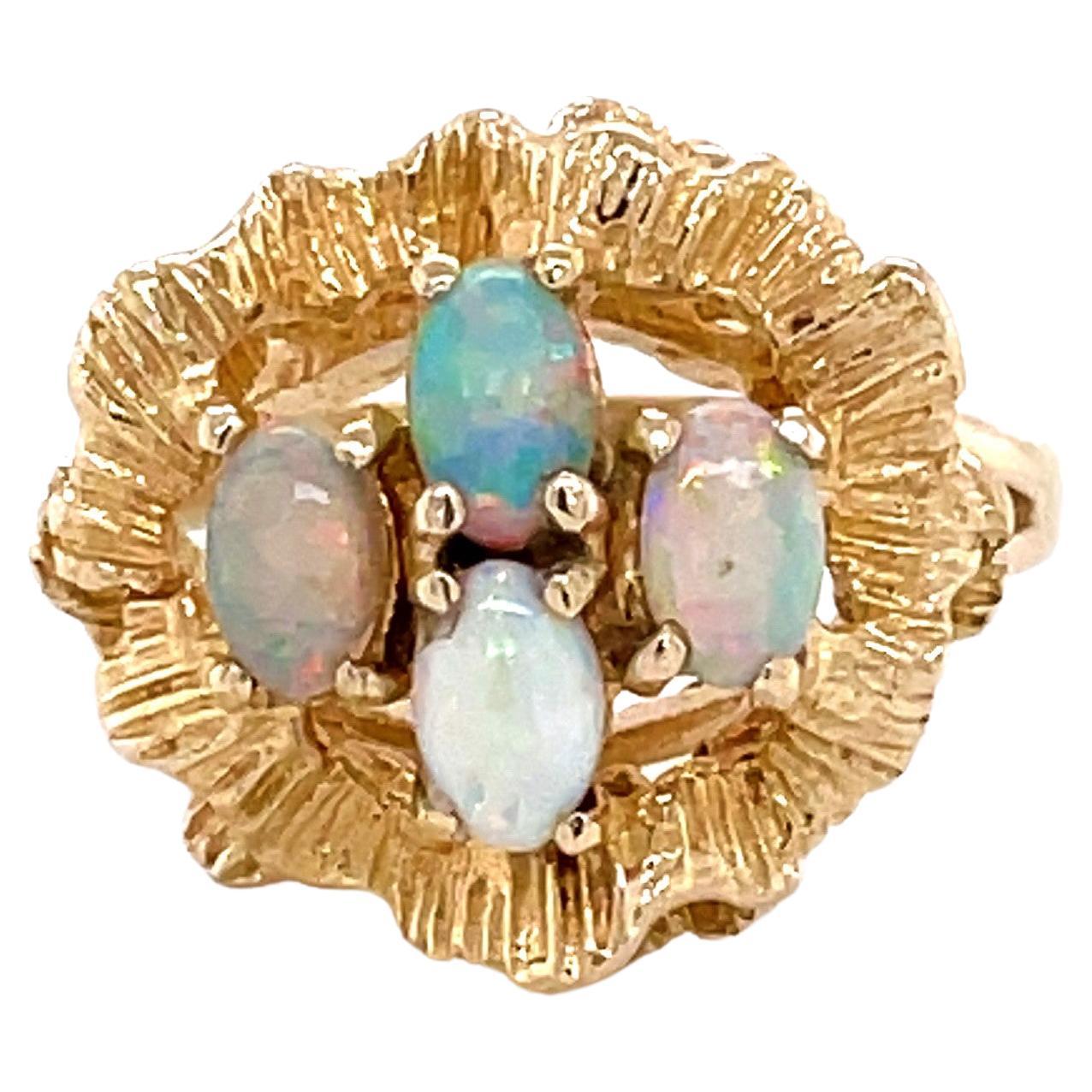 Vintage 1970s Opal 14 Karat Gold Cluster Ring at 1stDibs
