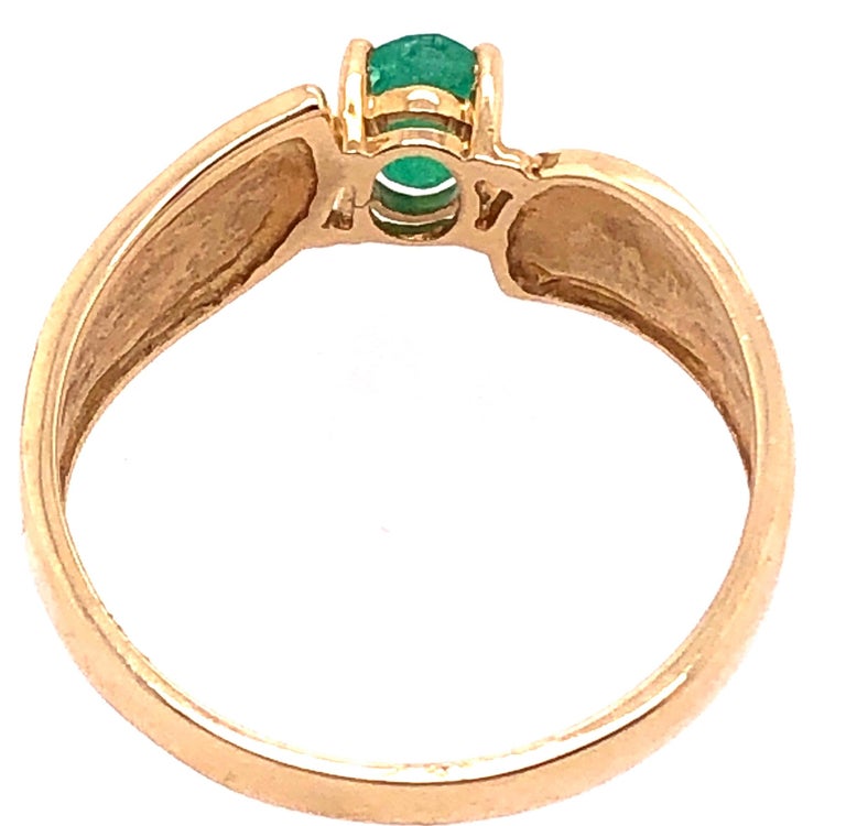 14 Karat Yellow Gold Freeform With Center Oval Emerald Ring For Sale at ...