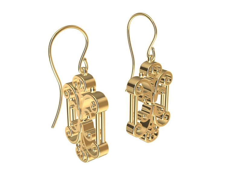 14 Karat Yellow Gold French Gate Dangle Earrings For Sale at 1stDibs