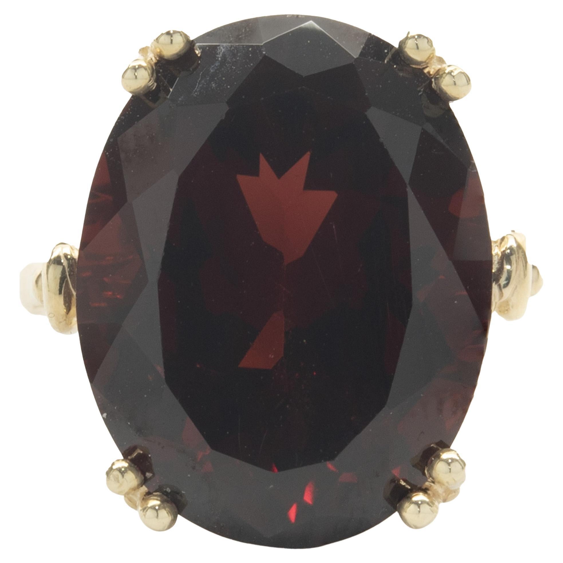 Natural Square Garnet Ring 14 Karat Yellow Gold Vintage Garnet For Sale ...