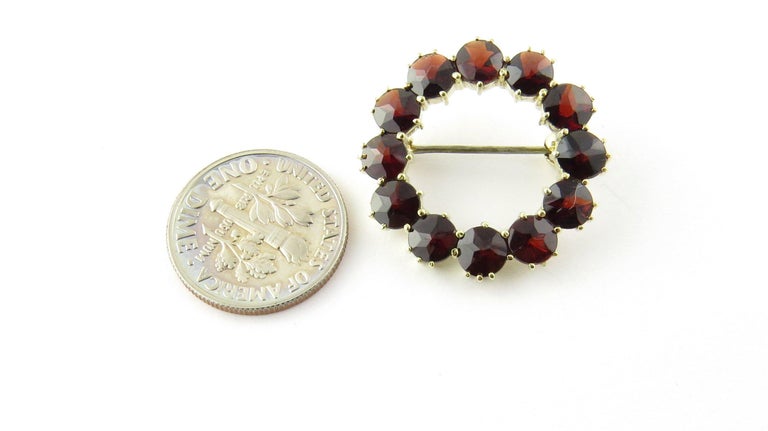 14 Karat Yellow Gold Garnet Pin / Brooch at 1stDibs