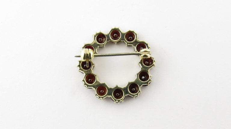 14 Karat Yellow Gold Garnet Pin / Brooch at 1stDibs