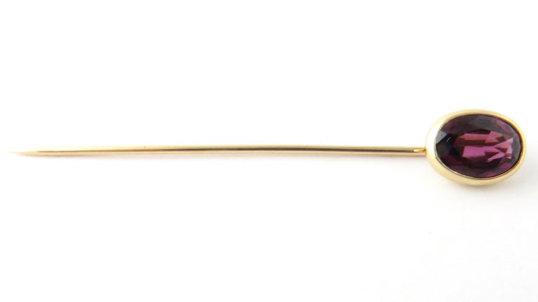 14 Karat Yellow Gold Amethyst Stick Pin at 1stDibs