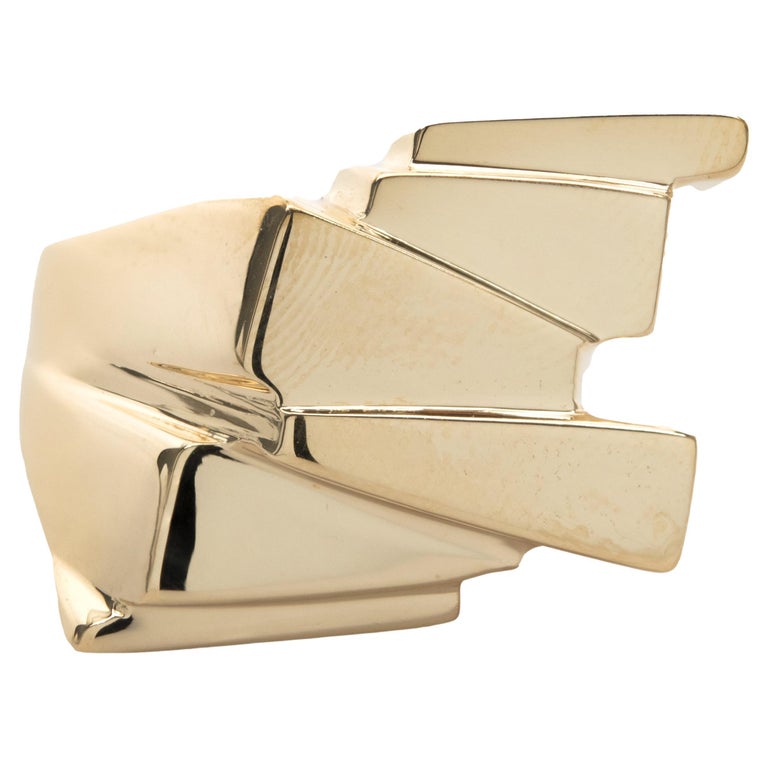 14 Karat Yellow Gold Geometric Block Ring For Sale at 1stDibs