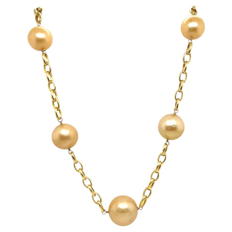 14 Karat Yellow Gold Golden South Sea Link Chain Necklace 31.7 Grams ...