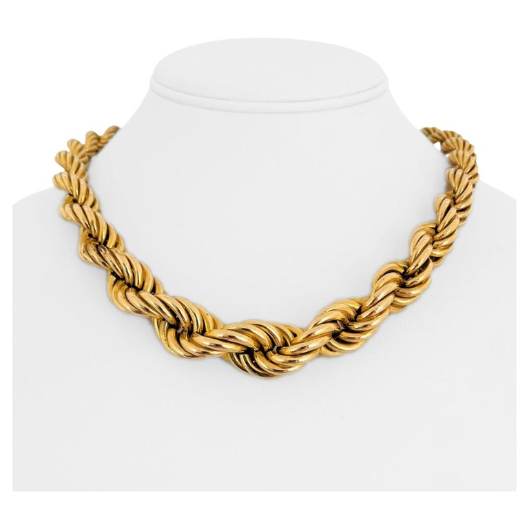 14 Karat Yellow Gold Graduated Very Thick UnoAErre Ladies Rope Necklace ...