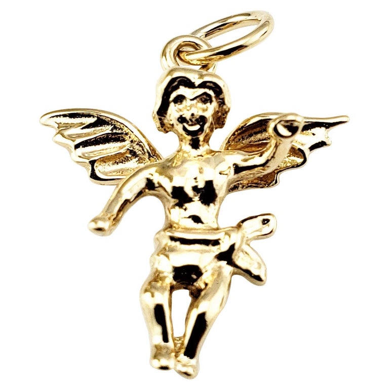 14 Karat Yellow Gold Guardian Angel Charm For Sale at 1stDibs