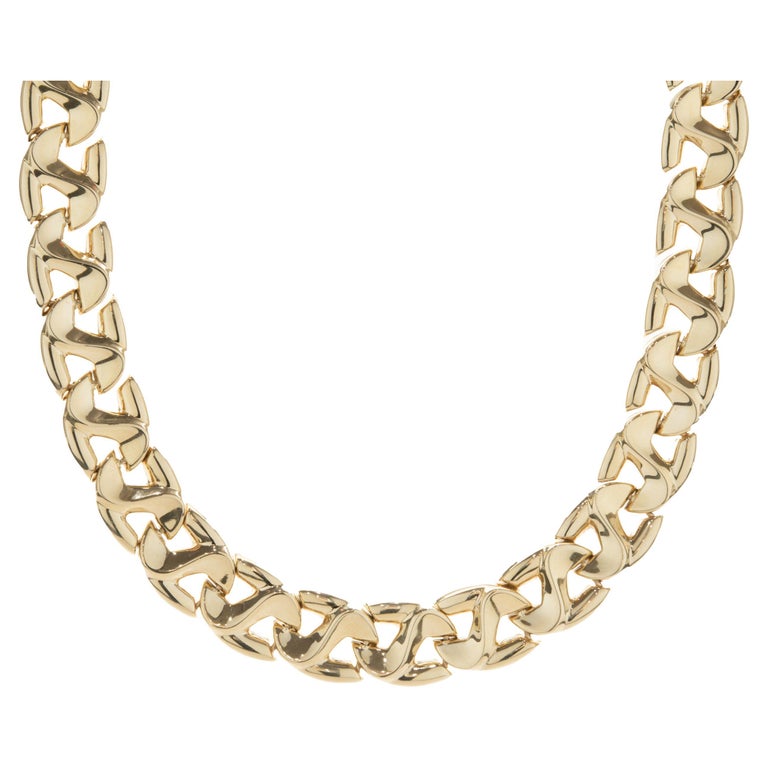 14 Karat Yellow Gold Gucci Link Collar Necklace For Sale at 1stDibs