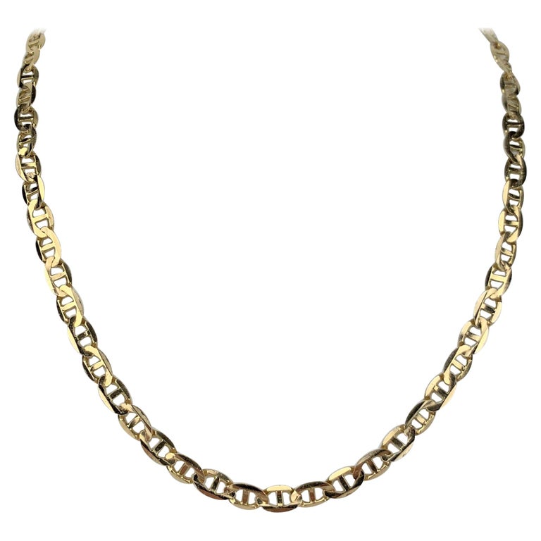 14 Karat Yellow Gold Gucci Mariner Link Chain Necklace For Sale at 1stDibs