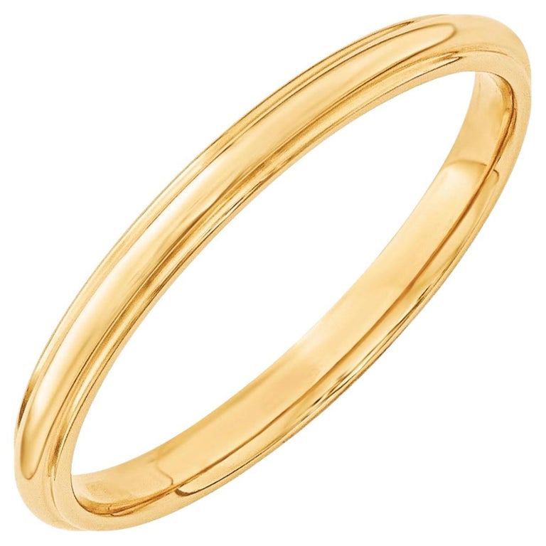 14 Karat Yellow Gold Half Round Classic Wedding Band Solid Ring For ...
