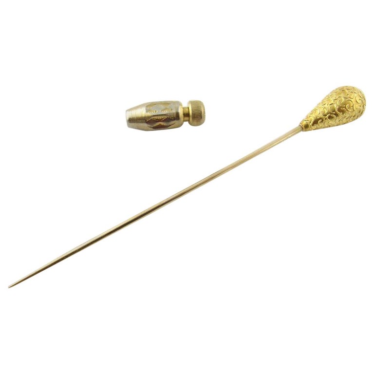 14 Karat Yellow Gold Hat Pin at 1stDibs