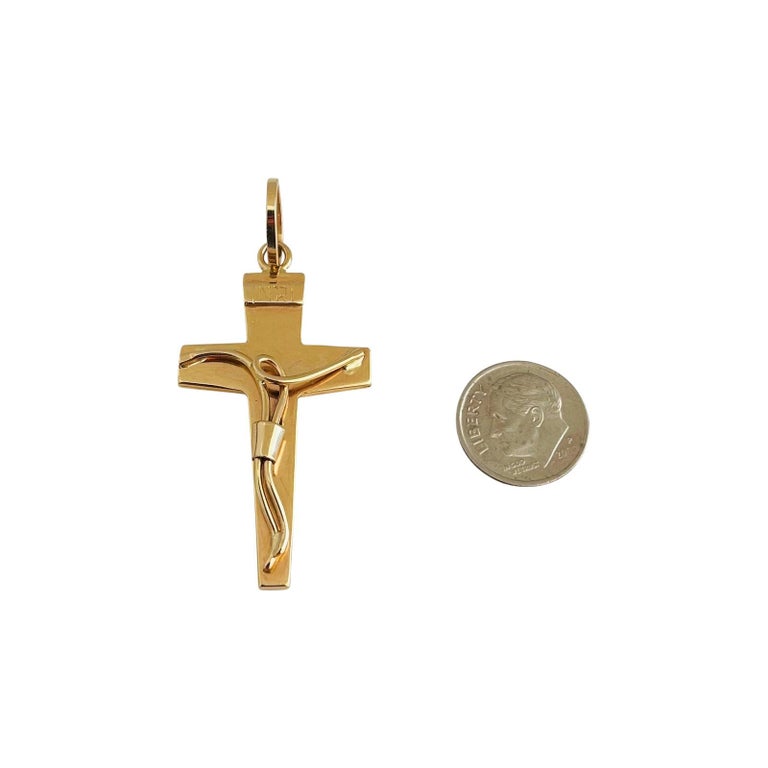 14 Karat Yellow Gold Heavy Fancy Inri Cross Crucifix Pendant For Sale ...