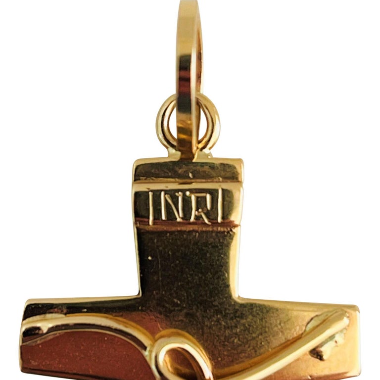 14 Karat Yellow Gold Heavy Fancy Inri Cross Crucifix Pendant For Sale ...