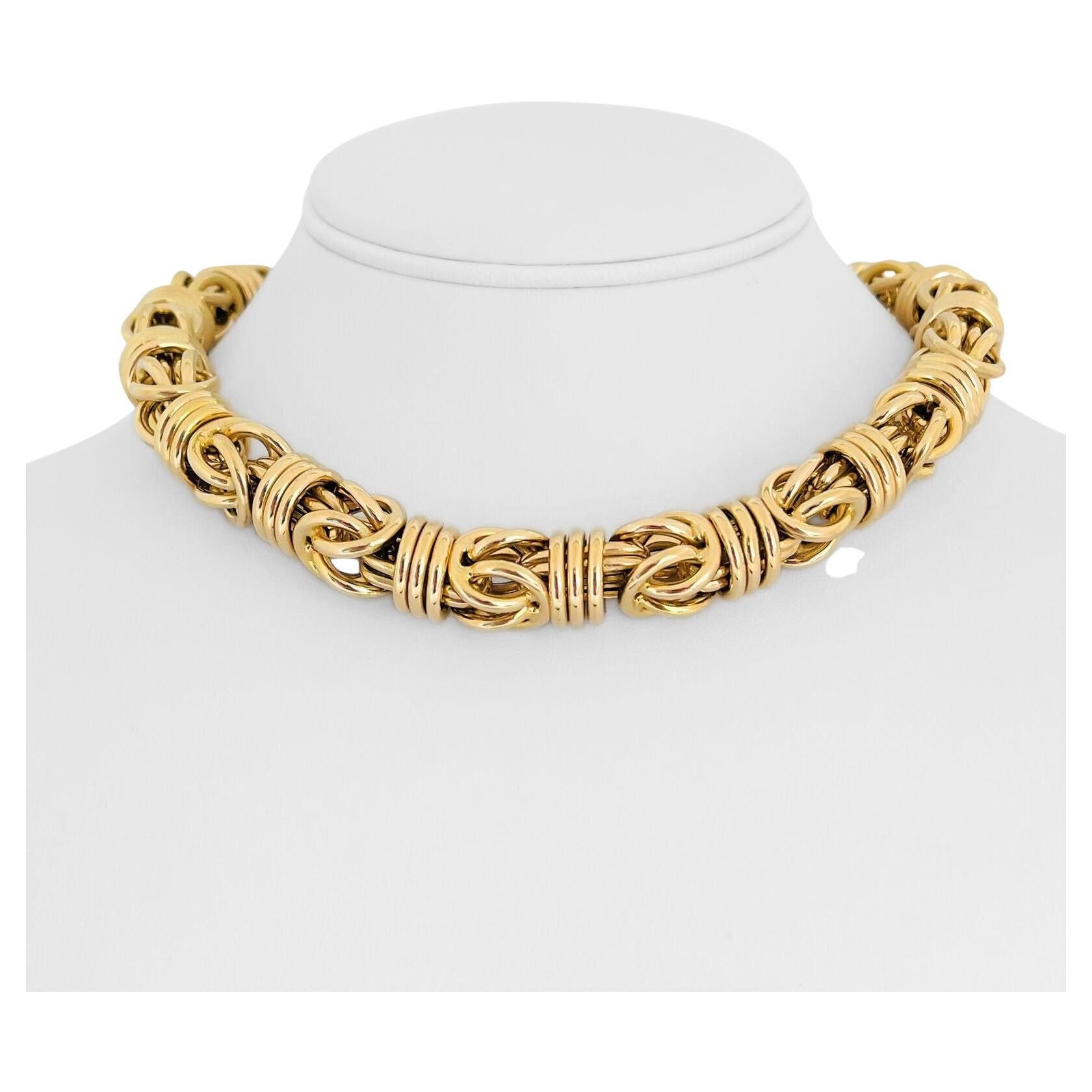 14 Karat Yellow Gold Thick Macaroni San Marco Link Necklace, Italy For ...