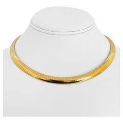 1940s Heavy Flexible Snake Omega Style Gold Slinky Necklace with Gold ...