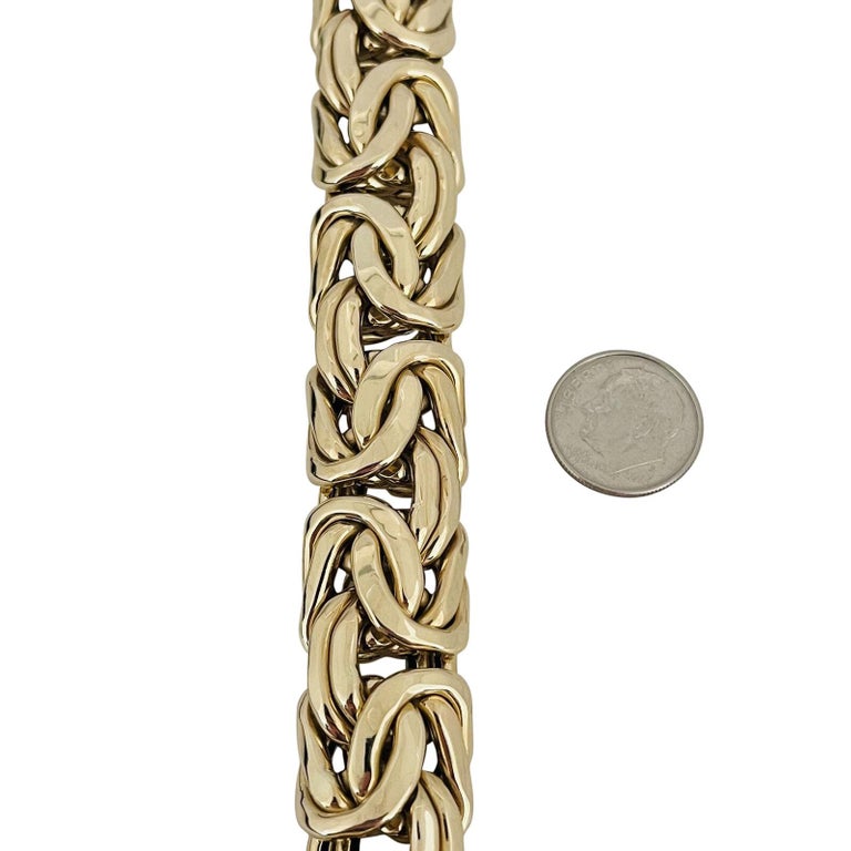 14 Karat Yellow Gold Heavy Very Thick Byzantine Link Bracelet Italy For ...