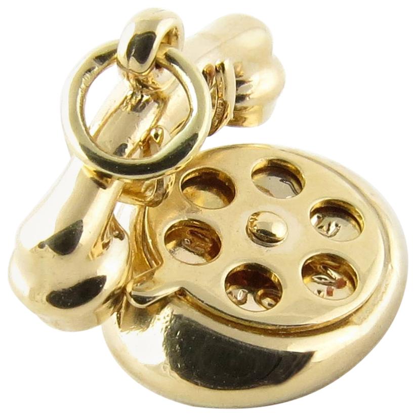 14 Karat Yellow Gold "Hello" and "I Love U" Rotary Dial Telephone Charm ...