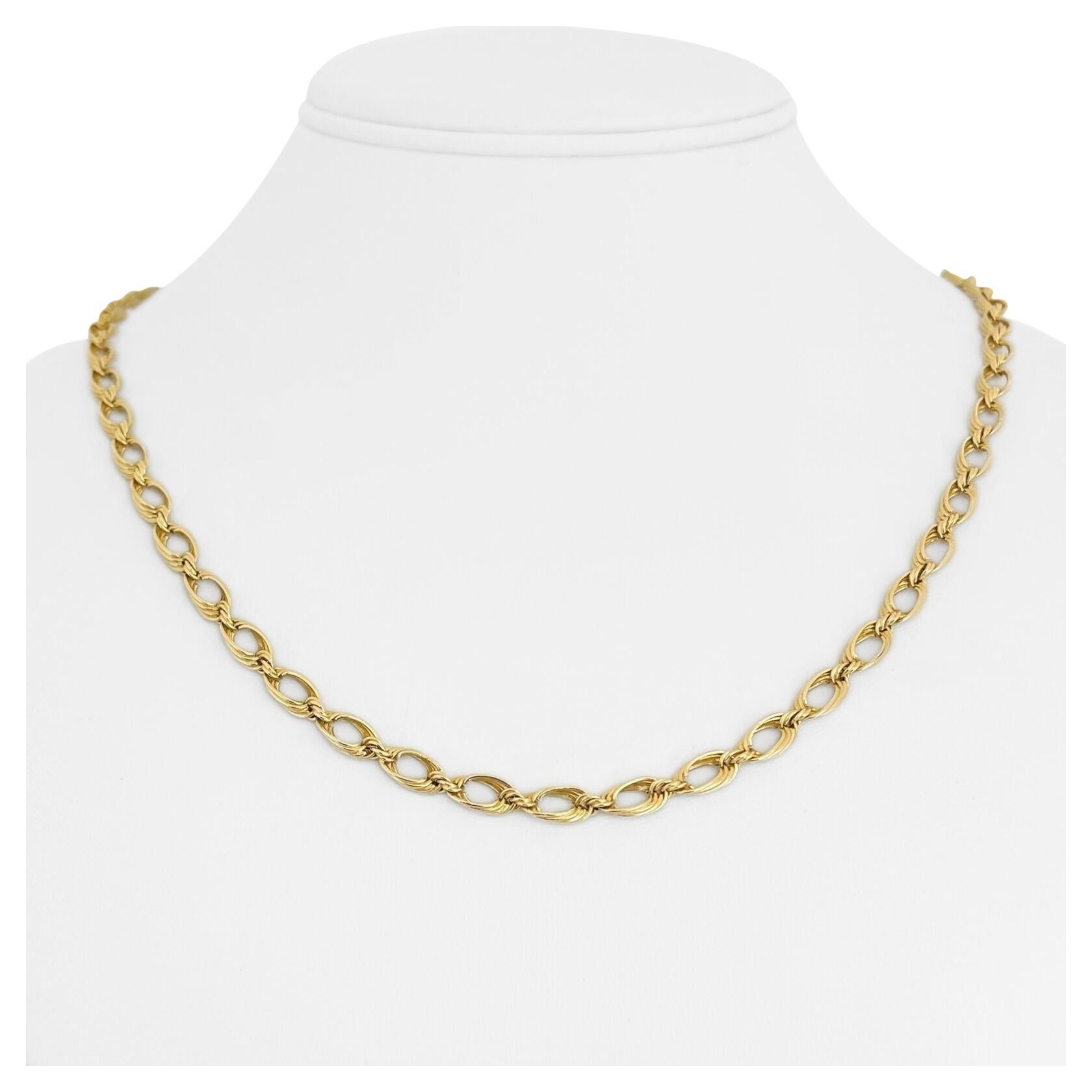 14 Karat Yellow Gold Hollow Fancy Open Roped Style Twisted Necklace For ...