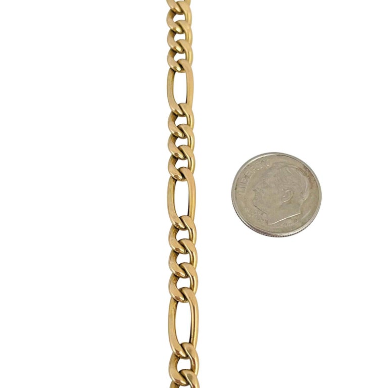 14 Karat Yellow Gold Hollow Figaro Link Chain Necklace, Italy For Sale ...