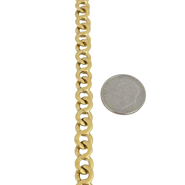 18 Karat Yellow Gold Hollow Figure Eight Curb Link Chain Necklace Italy ...