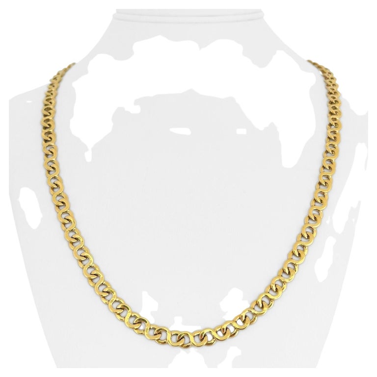 18 Karat Yellow Gold Hollow Figure Eight Curb Link Chain Necklace Italy ...