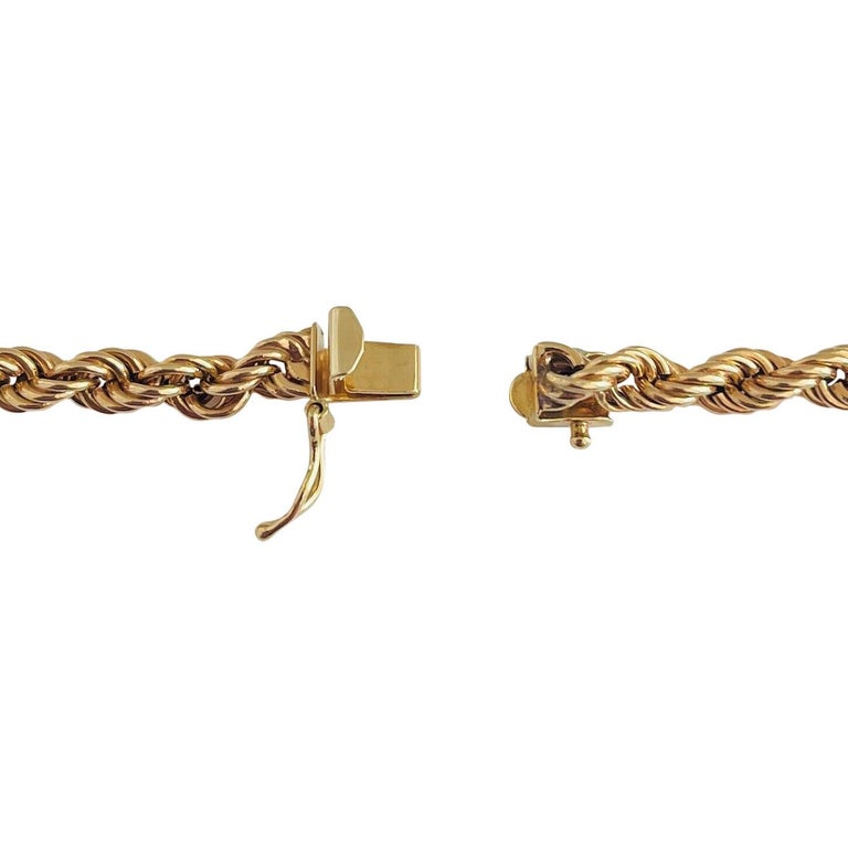 14 Karat Yellow Gold Hollow Ladies Rope Chain Necklace For Sale at 1stDibs