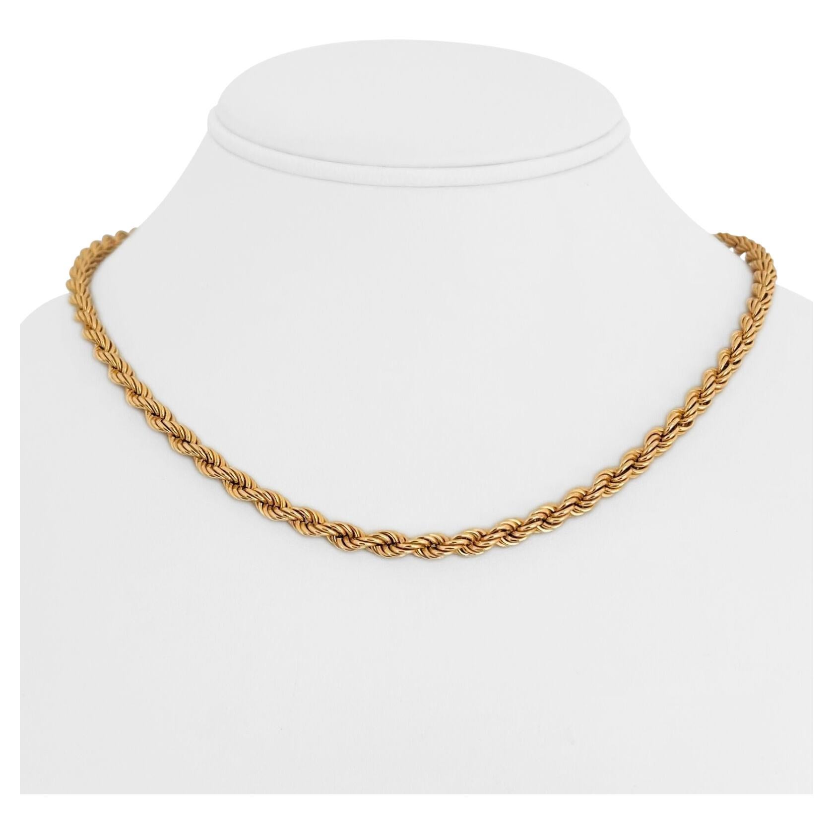 14 Karat Yellow Gold Hollow Fancy Open Roped Style Twisted Necklace For ...