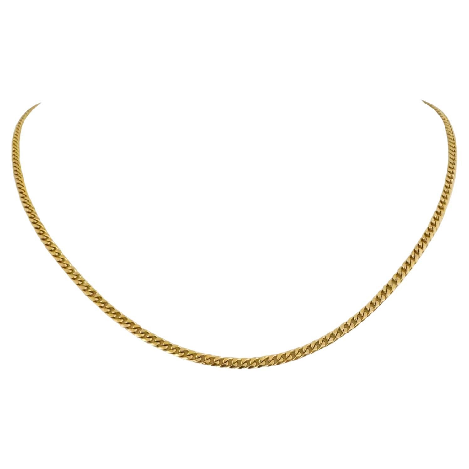 14 Karat Yellow Gold Hollow Light Cuban Curb Link Chain Necklace Italy ...