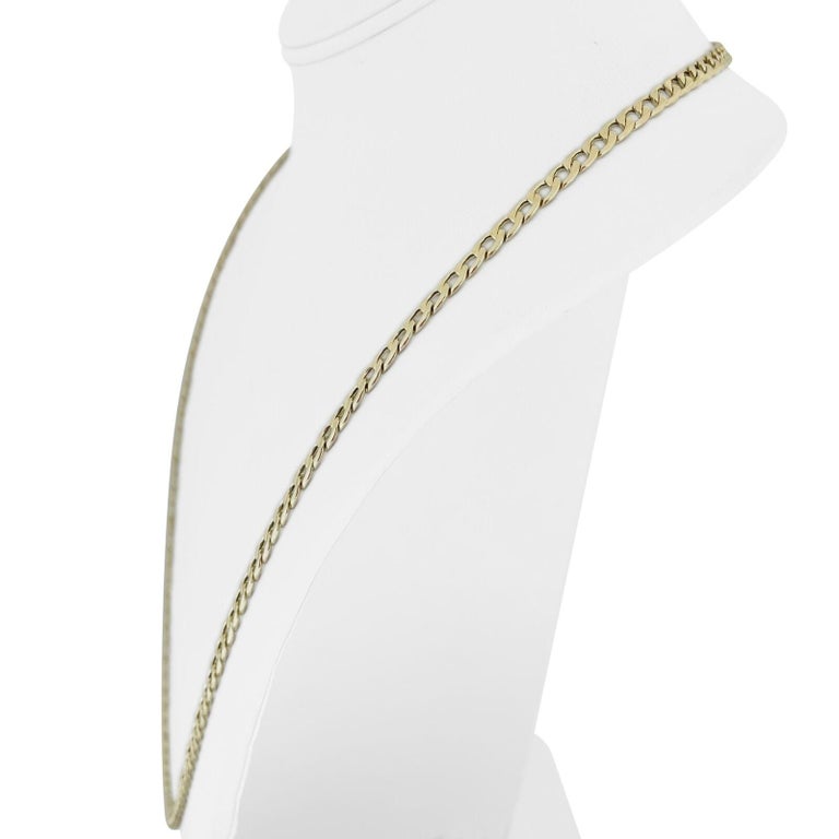14 Karat Yellow Gold Hollow Light Curb Link Chain Necklace For Sale at ...