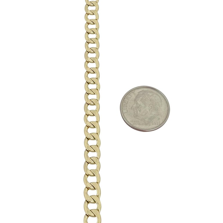14 Karat Yellow Gold Hollow Light Curb Link Chain Necklace For Sale at ...