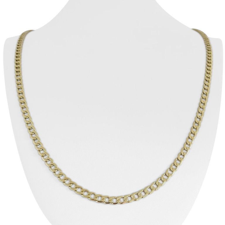 14 Karat Yellow Gold Hollow Light Curb Link Chain Necklace For Sale at ...