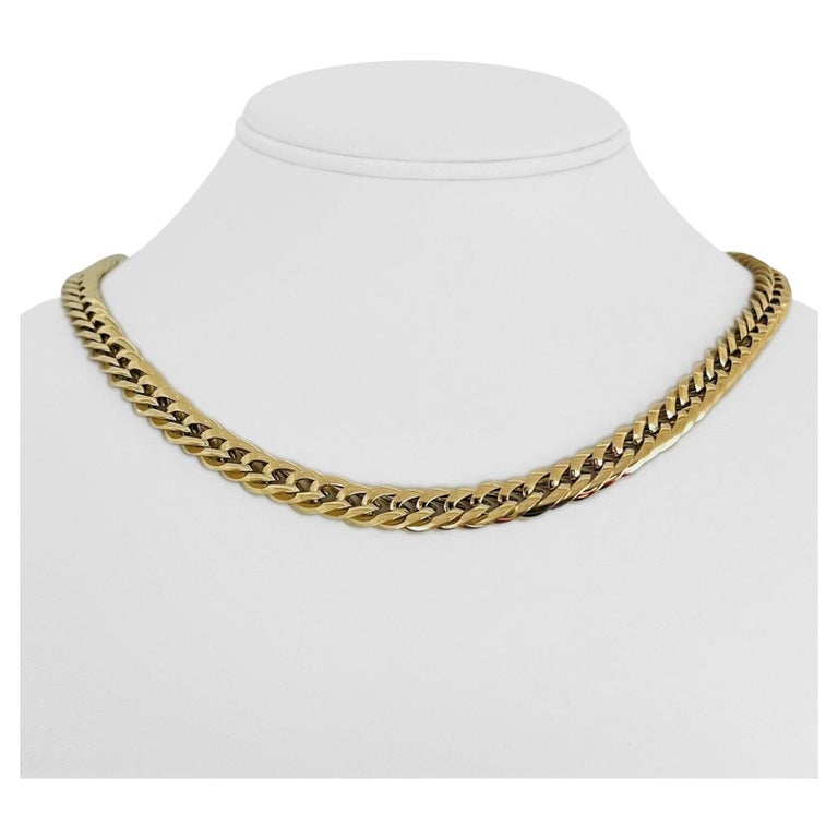 14 Karat Yellow Gold Hollow Light Curb Link Chain Necklace, Italy For ...