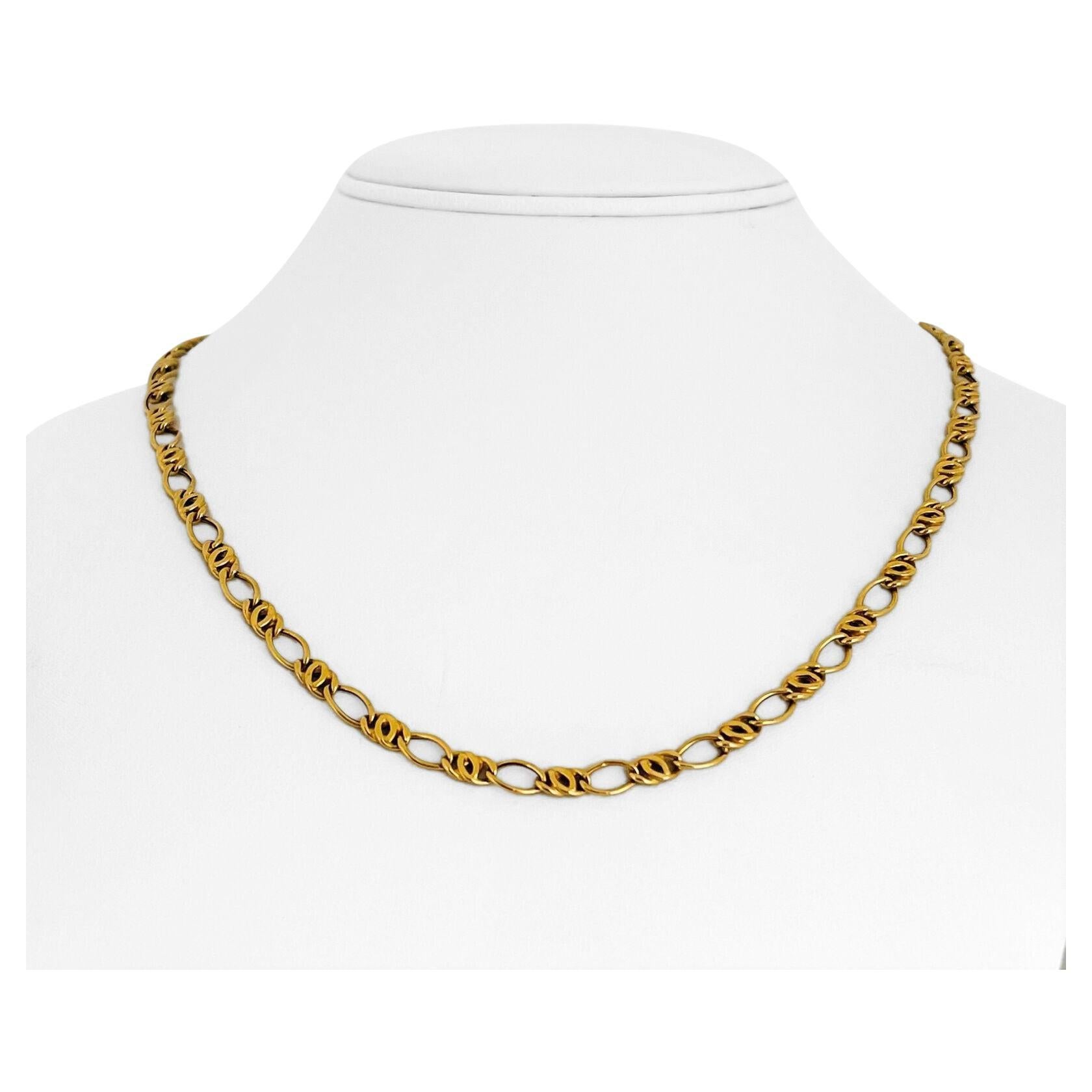 14 Karat Yellow Gold Hollow Rectangle Curb Link Chain Necklace For Sale ...