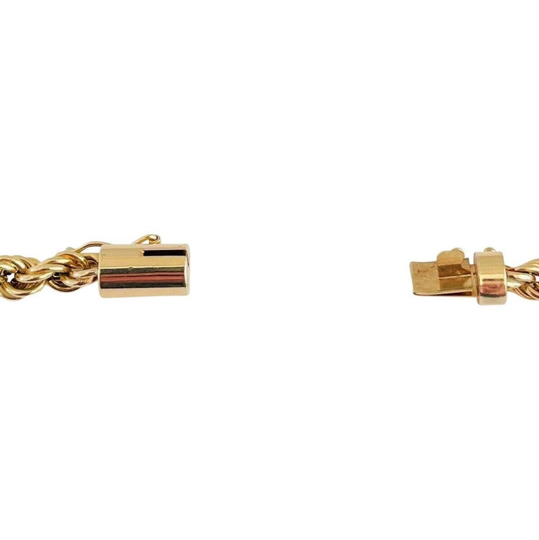 14 Karat Yellow Gold Hollow Long Rope Chain Necklace For Sale at 1stDibs
