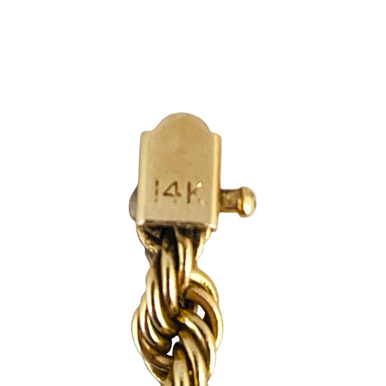 14 Karat Yellow Gold Hollow Long Rope Chain Necklace For Sale at 1stDibs