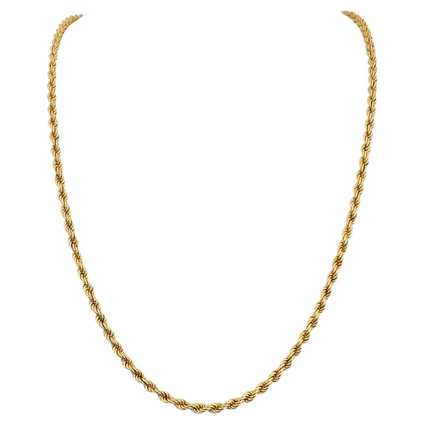 Rope Design and High Polished Long Gold Necklace For Sale at 1stDibs