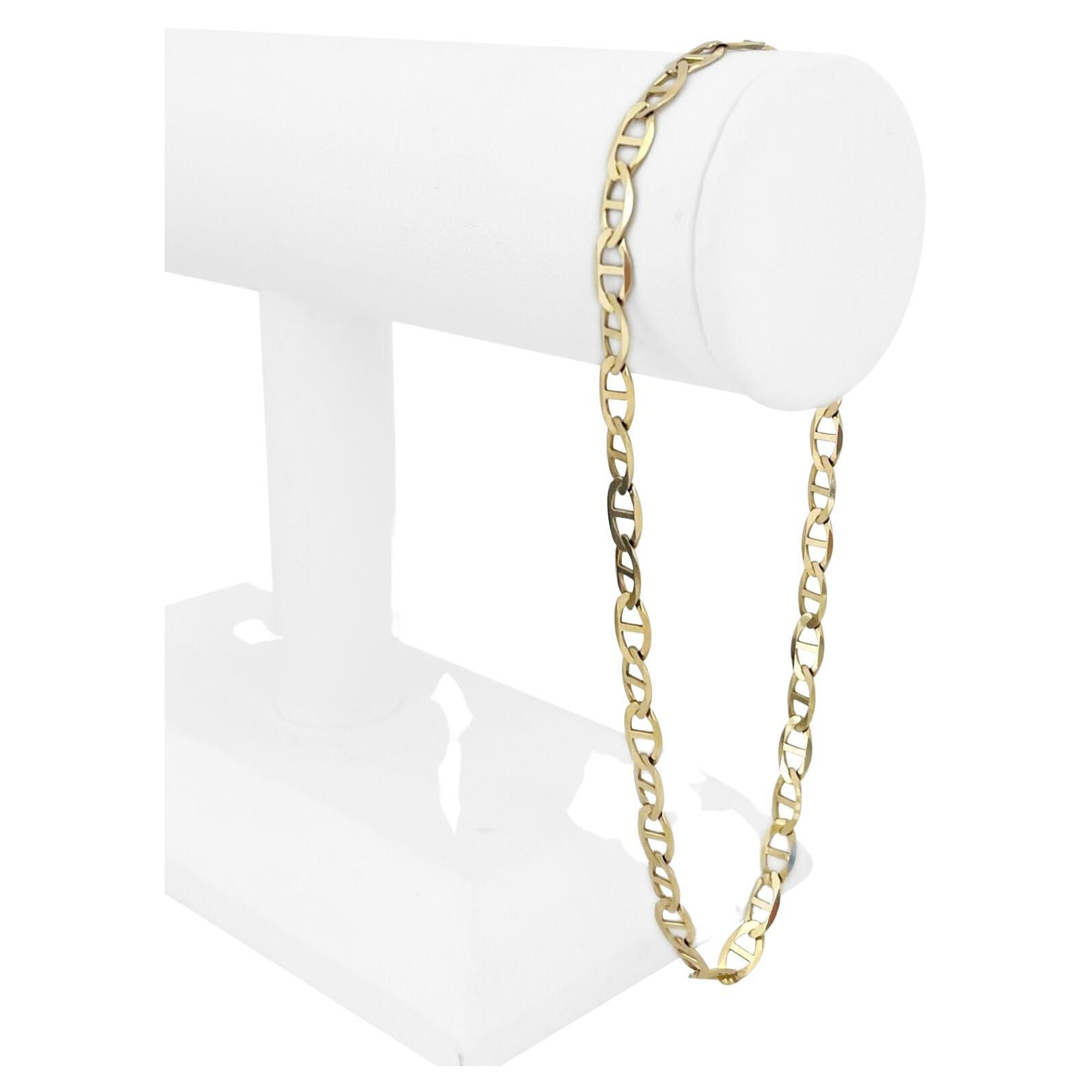 14 Karat Yellow Gold Hollow Mariner Gucci Link Anklet For Sale at 1stDibs